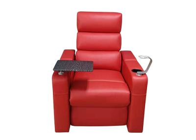 China Electric Home Cinema Recliner Sofa with USB Charger Genuine Leather VIP Theater Seat 34kg Foam for sale