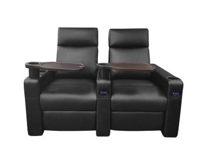 China Modern Full Electric Recline Armchair Genuine Leather Home Theater Seating with Cup Holder 34kg m3 Foam for sale