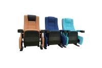 China Commercial Cinema Folding Chairs with Cupholder Fabric Foam Upholstery 55kg/m³ Density for sale