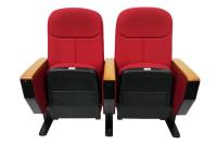 China Writing Pad Church Auditorium Chairs 100% Acrylic Fabric Folding Seat Solid Wood Armrest 580x754x1005mm for sale