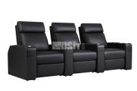 China 3-Seat Push Back Reclining Home Theater Seating Unit Black LeatherSoft with Cup Holders for sale