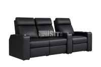 China 3-Seat Push Back Reclining Home Theater Seating Unit Black LeatherSoft with Cup Holders for sale