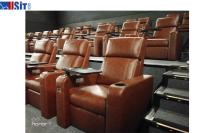 China Contemporary Theater Seating Black Leather Recliner with Electric Function and 34kg/m3 Foam for sale