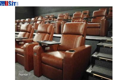 China Contemporary Theater Seating Black Leather Recliner with Electric Function and 34kg/m3 Foam for sale