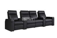China Contemporary Theater Seating Black Leather Recliner with Electric Function and 34kg/m3 Foam for sale
