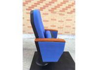 China BS5852 Blue Auditorium Theater Seating Movie Chair Wood Armrest Padded Fabric Center 580mm for sale