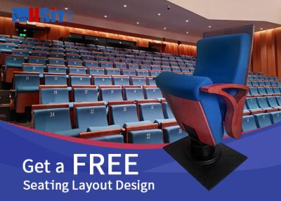 China Aluminum Alloy Foldable Movie Theater Seating 580mm Center with Plywood Outer Back for sale