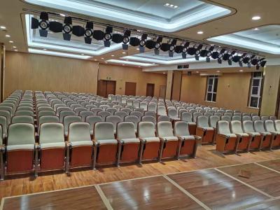 China Modern Movie Theater Seating Fabric Arm Chair with Plastic Cup Holder 580mm Center for sale