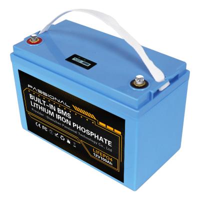 China 12V 100Ah LiFePO4 Lithium Battery Pack Rechargeable Waterproof ABS 330x172x215mm for sale