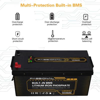 China 12V 200Ah LiFePO4 Lithium Battery Replace Lead Acid for Solar EV Forklift Energy Storage for sale