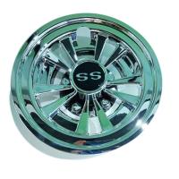 China Silver Ss 8 Inch Wheel Covers , Black Golf Trolley Wheel Covers Chrome Finishing for sale