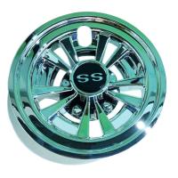 China Silver Ss 8 Inch Wheel Covers , Black Golf Trolley Wheel Covers Chrome Finishing for sale
