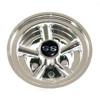 China Silver Ss 8 Inch Wheel Covers , Black Golf Trolley Wheel Covers Chrome Finishing for sale