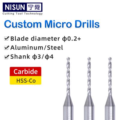 China Solid Carbide Micro Drill Bits Drilling Tools With Internal Cooling Customizd Length for sale