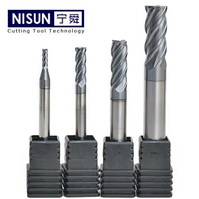 China HRC55 Carbide End Mill Four Flutes 4F Dia 5mm 6mm 8mm Shank Endmill Carbide 4 Flutes Solid Tungsten milling cutter steel for sale
