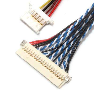 China 30-Pin LVDS Cable Assembly DF19 to DF14 1.0mm 1.25mm Pitch for TV DVD Applications with 30AWG Wire for sale