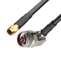China LMR-240 RF Coaxial Cable with SMA Male to N Male Right Angle Plug - 1000V, IP67 Rated, 80% Velocity for sale