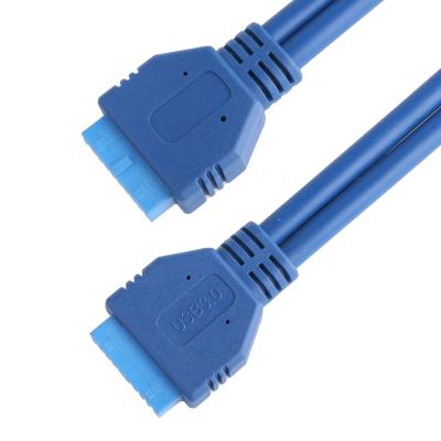 China USB3.0 20P IDC Connector with LDPE Transparent Housing and 45P Blue PVC Cable - 1MΩ Insulation Resistance for sale