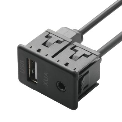China ISOBUS AUX Extension Cable with USB Socket - 59.1in Length, 12V Automotive Audio Connector for Vehicle Dashboard for sale
