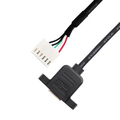 China 2.54mm Pitch A2542ha-6p USB B Cable Panel Mount Assembly with 813mm Length and 28AWG Wire for sale