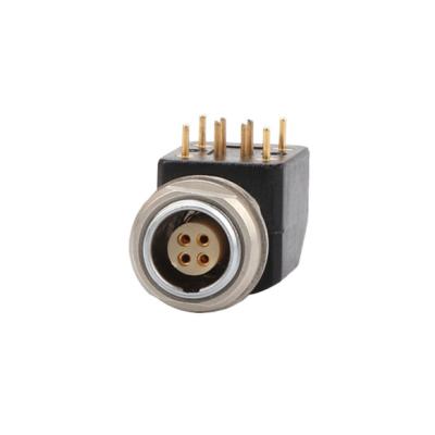 China B Series Z12 4Pin Double Nut Fixed Angle Socket 90° PCB Connector with 5000 Cycle Endurance and -55°C to +250°C Temperature Range for sale