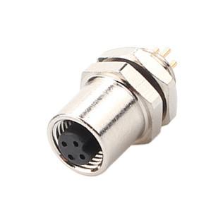 China M5 Code A Female Connector 4Pin Panel Flange PCB Socket IP67 for sale