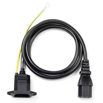 China IEC C14 Panel Mount to C13 Power Cord Assembly with Ground Wire for sale