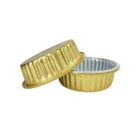 China Golden Aluminum Foil Trays with Lid Disposable Round BBQ Box Takeaway Lunch Container for sale