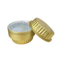 China Golden Aluminum Foil Trays with Lid Disposable Round BBQ Box Takeaway Lunch Container for sale