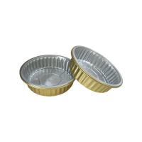 China Golden Aluminum Foil Trays with Lid Disposable Round BBQ Box Takeaway Lunch Container for sale