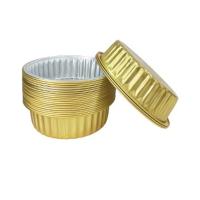 China Golden Aluminum Foil Trays with Lid Disposable Round BBQ Box Takeaway Lunch Container for sale