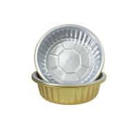 China Golden Aluminum Foil Trays with Lid Disposable Round BBQ Box Takeaway Lunch Container for sale