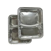 China Food Packing 2 Compartments Takeaway Lunch Box Disposable Aluminum Foil Oven Food Container for sale