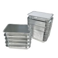 China Food Oem Takeaway Packaging Trays Fast Food Container Rectangle Baking Aluminum Foil Pans With Lid for sale
