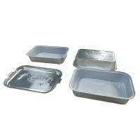China High Temperature Rectangular Airline Food Tray Gold Disposable Aluminium Foil Containers With Lid for sale