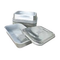 China Silver Aluminum Pans For Food Takeaway Aluminum Foil Tray Container With Lids for sale