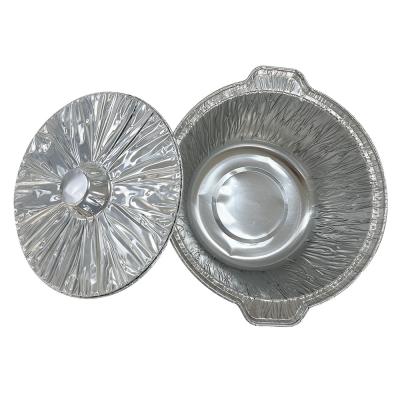 China Food Container Heavy Duty Disposable Aluminum Foil Pot With Lid for Takeaway Container for sale