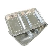 China Food Grade Container 3 Compartment 230*185*35 Rectangle Aluminium Foil Takeaway Lunch Box for sale