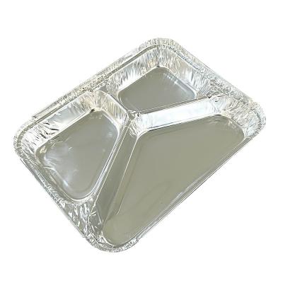 China Aluminum To Go Packaging Lunch Box with Customized Disposable 3 Compartment Container for sale