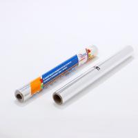 China Kitchen Customized Width Aluminum Foil Roll with Plastic Film and Lubricated Surface for sale