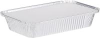 China Food Grade 8011 Disposable Aluminum Foil Food Tray Rectangle 8389 with Paper Lids for sale
