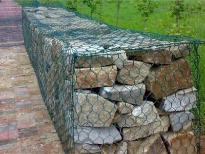 China 60*80mm Gabion Stone Cage Polyethylene Coating Retaining Wall Slope Protection for sale