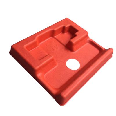 China Biodegradable Bagasse Pulp Molded Tray Packaging Color Pulping Paper Tray for sale