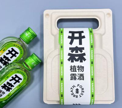 China Bamboo Pulp Tray Packaging Recycled Molded Pulp Insert Wine Bottle Packaging for sale