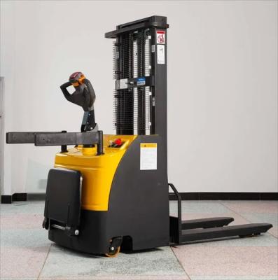 China Hydraulic Loading Electric Pallet Stacker with Compact Structure for Narrow Aisle Operation for sale