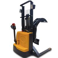China 1.6m 2m 2.5m 3m fully electric walkie roll stacker with 360degree electric forklift with clamp for sale