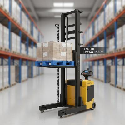 China Full Electric Dual Lift Stacker with 2 Ton Load Capacity and 3 Meter Lifting Height for Safe Pallet Handling for sale