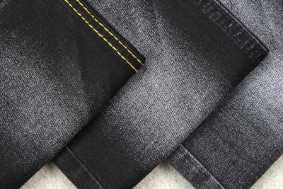 China Black Backside Pure Black Denim Fabric 9OZ For Jeans Making for sale