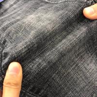 China Stone Washed Super Stretch Cotton Dualfx T400 Lycra Denim Jeans Fabric Sulfur Black for sale