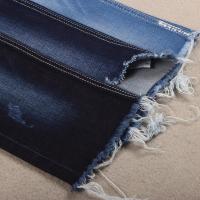 China Slub Repreve Stretch Denim Fabric Desizing Super Dark Blue Color for sale